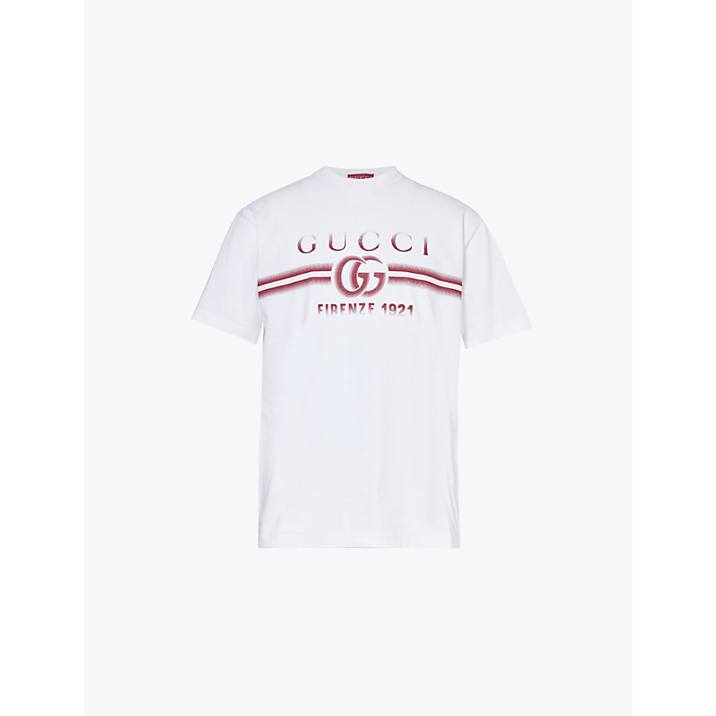 Gucci Brand-Print Crew-Neck Relaxed-Fit Cotton-Jersey T-Shirt